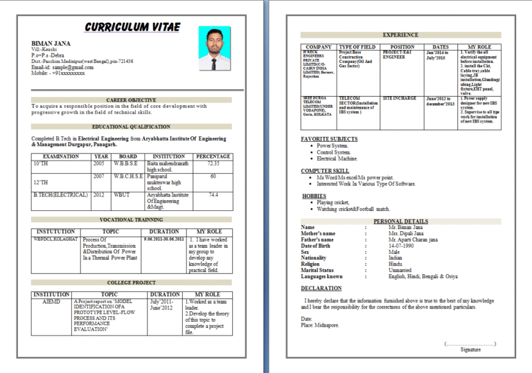Resume Format for BTech Students (Free Download Guide)